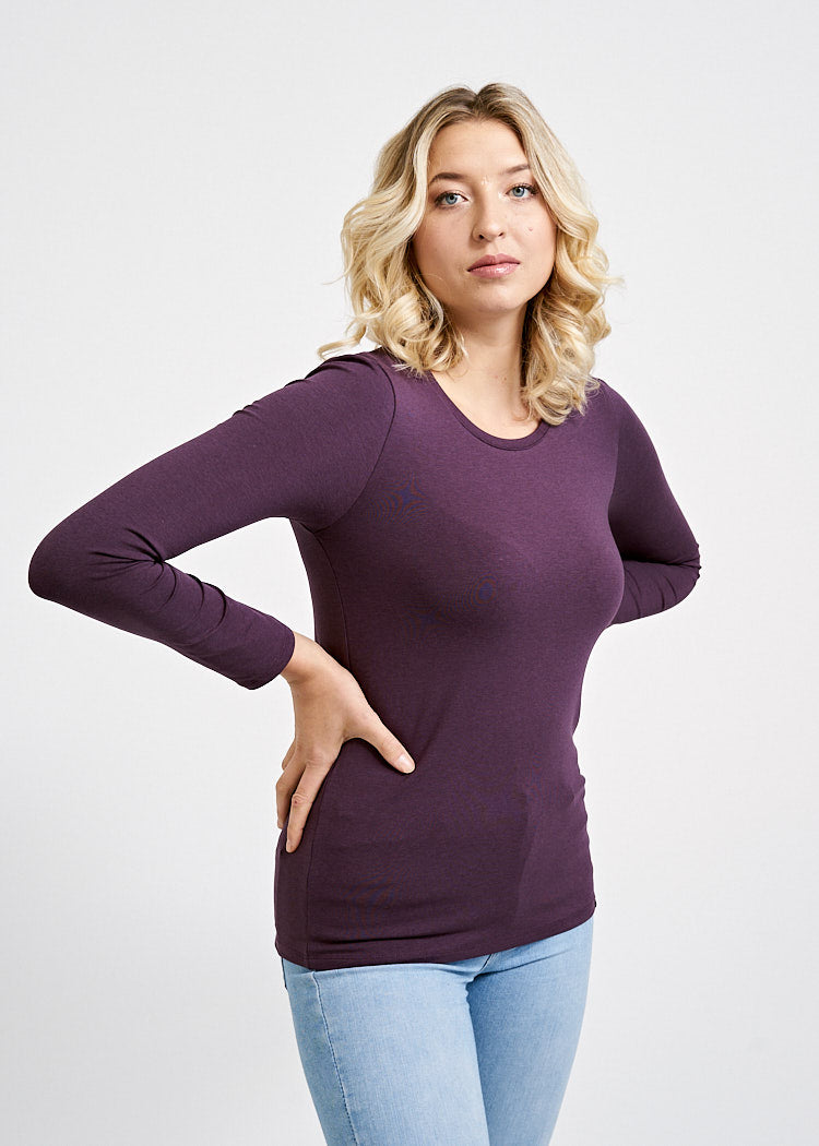 DAMEN LANGARMSHIRT MAYA PLUM PERFECT